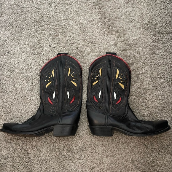 ACME | Shoes | Vintage 97 Acme Black And Red Cowboy Boots With Classic ...